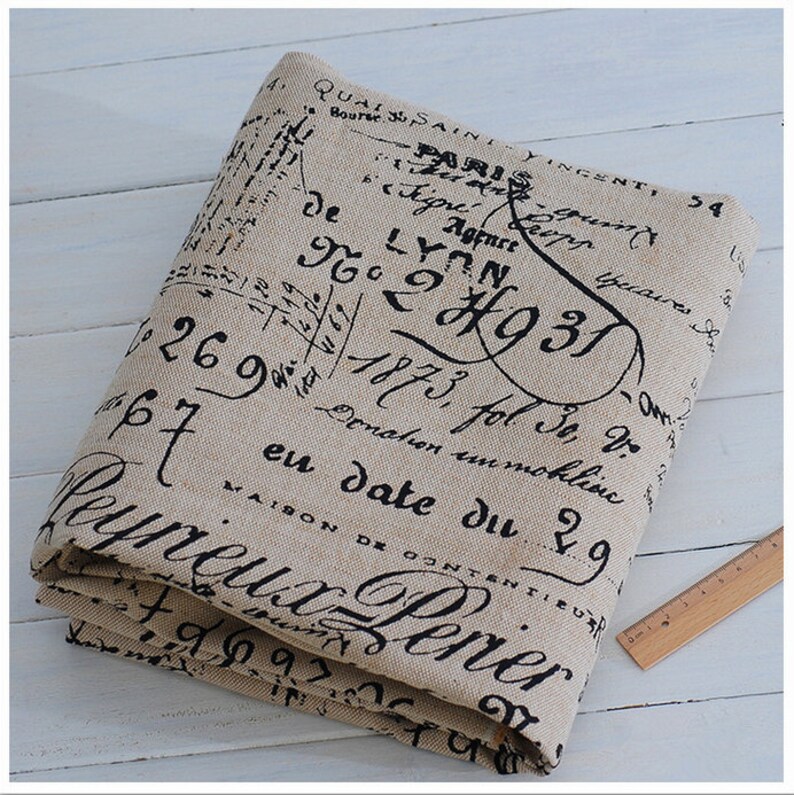 Retro Letters Fabric Jute Linen Hand Woven Linen curtain - Etsy