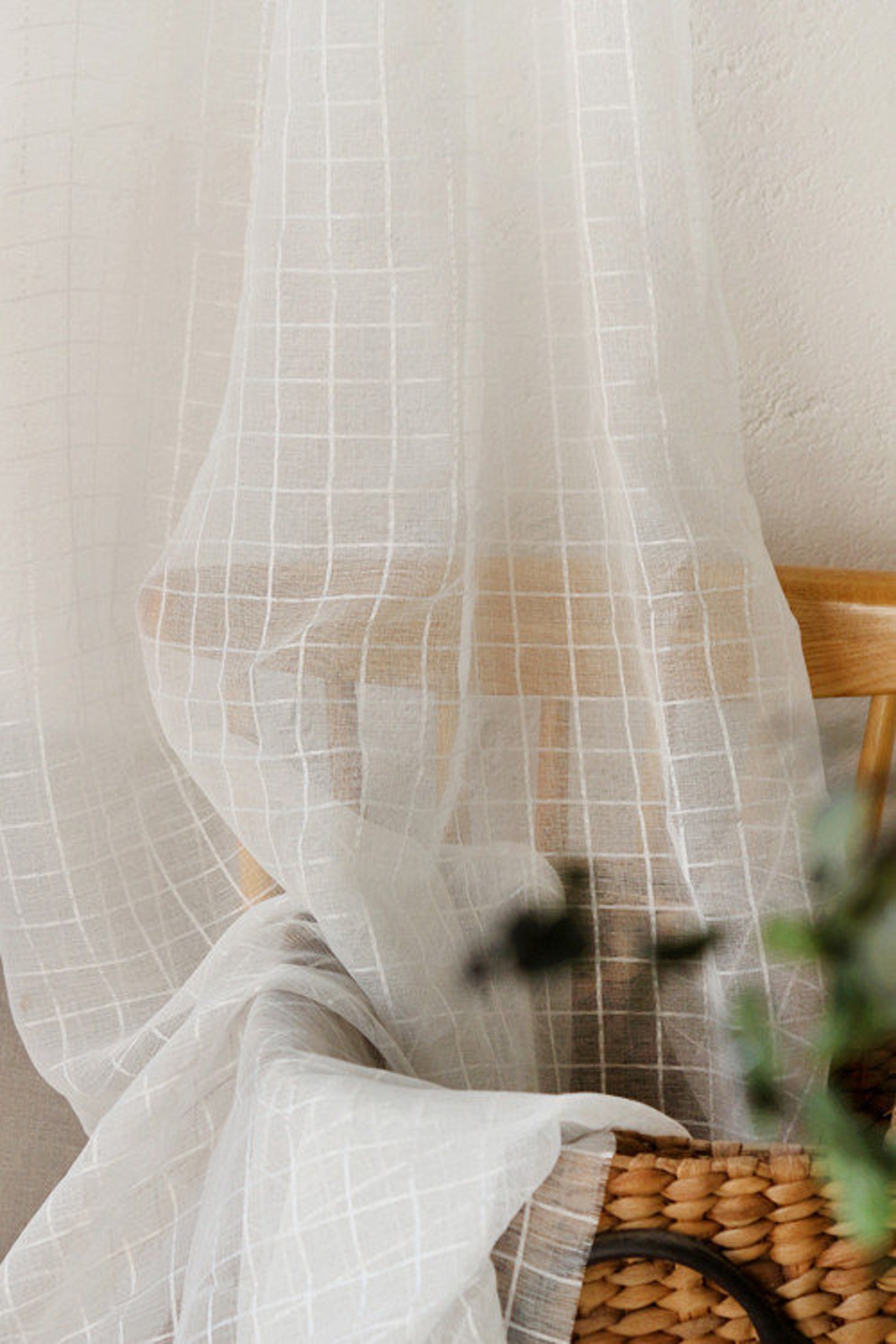 Japanese Fresh Lattice Curtain Fabric Grid Yarn Fabric | Etsy