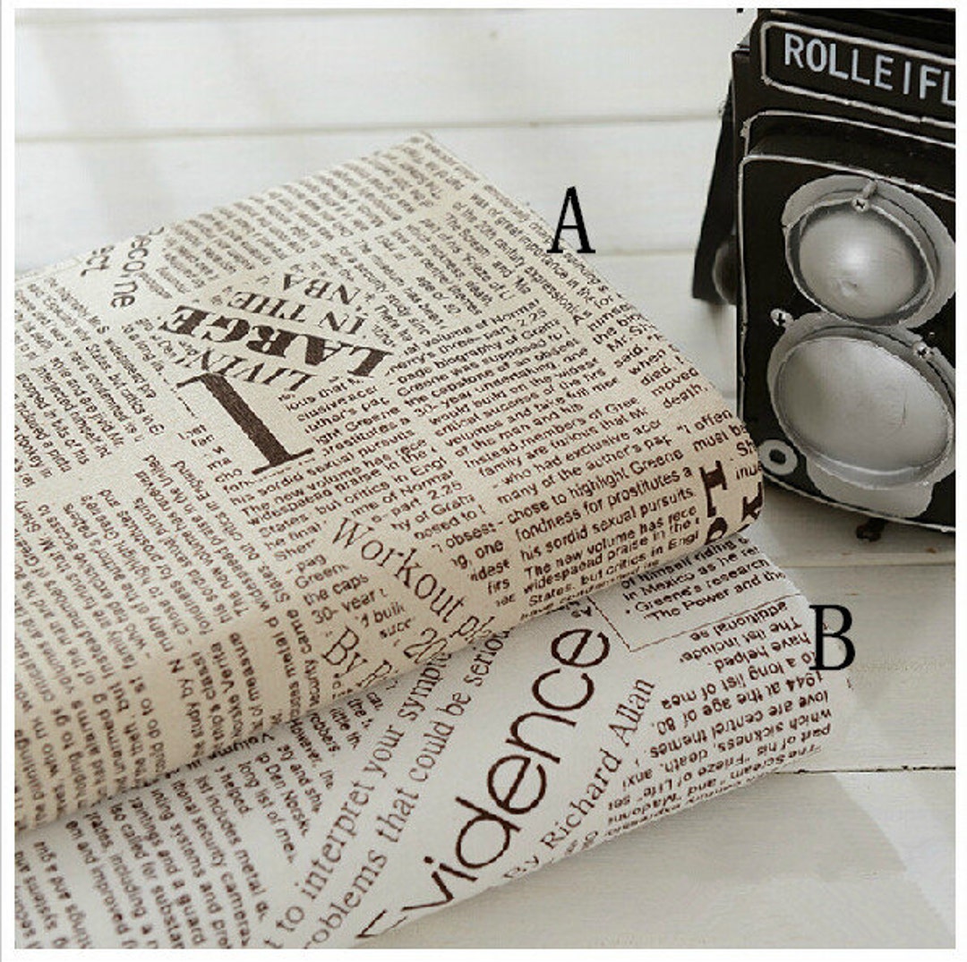 Vintage Newspaper Cotton Linen Fabric,curtain Fabric/ Bag/ Quilting ...