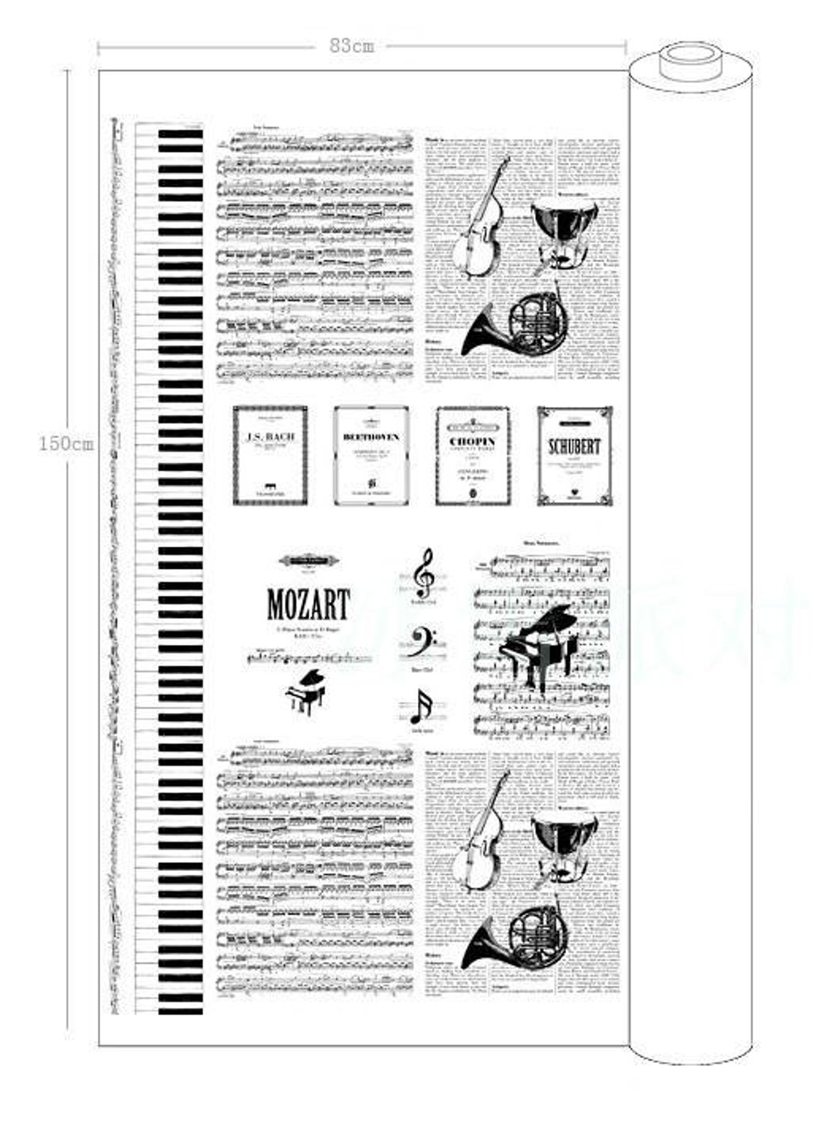 Music Note Cotton Linen Fabric Piano Music Notes Instrument - Etsy