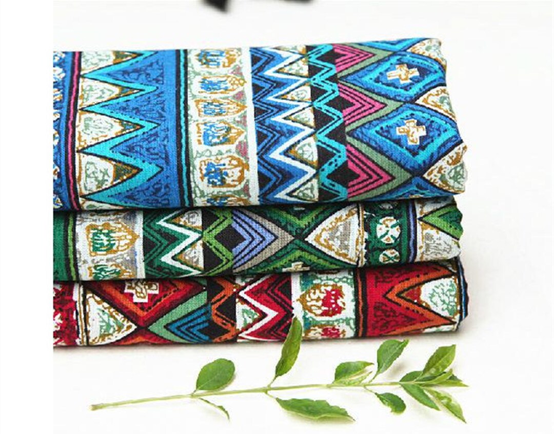 Bohemian Style Linen Cotton Fabric Printed Linen Cotton Fabric - Etsy
