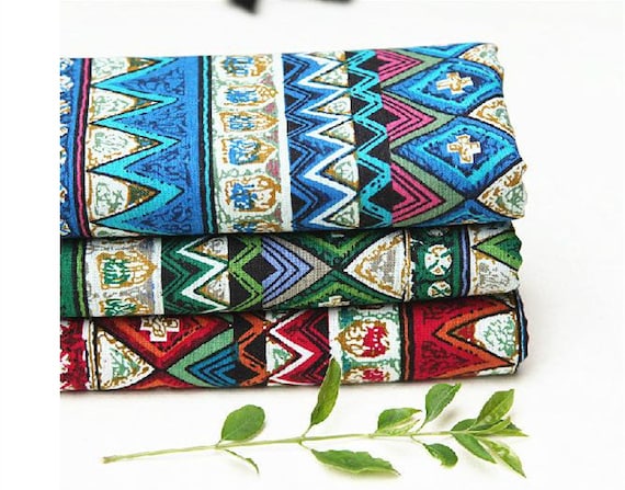Bohemian style linen Cotton Fabric printed linen cotton fabric | Etsy
