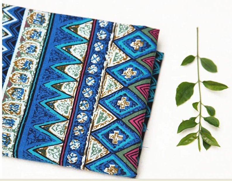 Bohemian style linen Cotton Fabric printed linen cotton fabric | Etsy