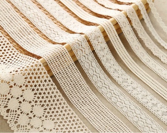 Beige Lace Ribbonwhite Cotton Lace Trim Retro Crochet Lace - Etsy