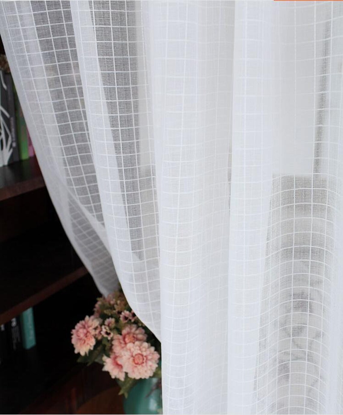 Japanese fresh lattice curtain fabric grid yarn fabric | Etsy