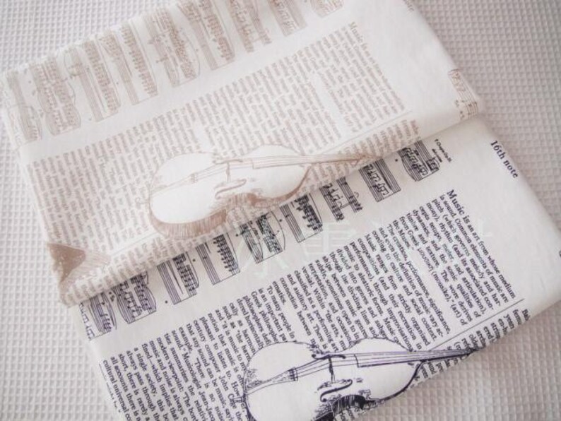 Music Note Cotton Linen Fabric Piano Music Notes Instrument - Etsy