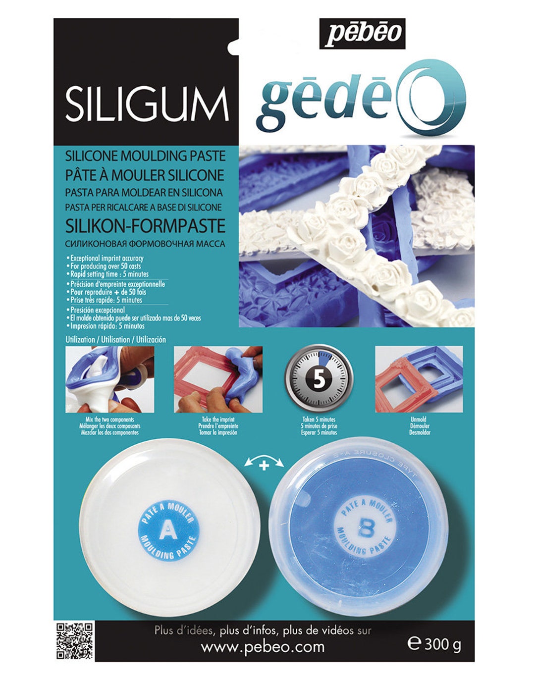 Pebeo Siligum 2 Part Silicone Putty for Making Own Design Moulds 100g ...