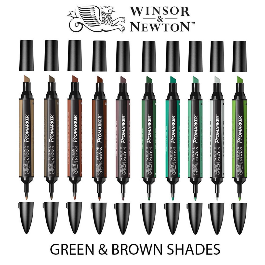 Winsor & Newton Twin Tip Promarker Alcohol Marker Pens (green and Brown ...