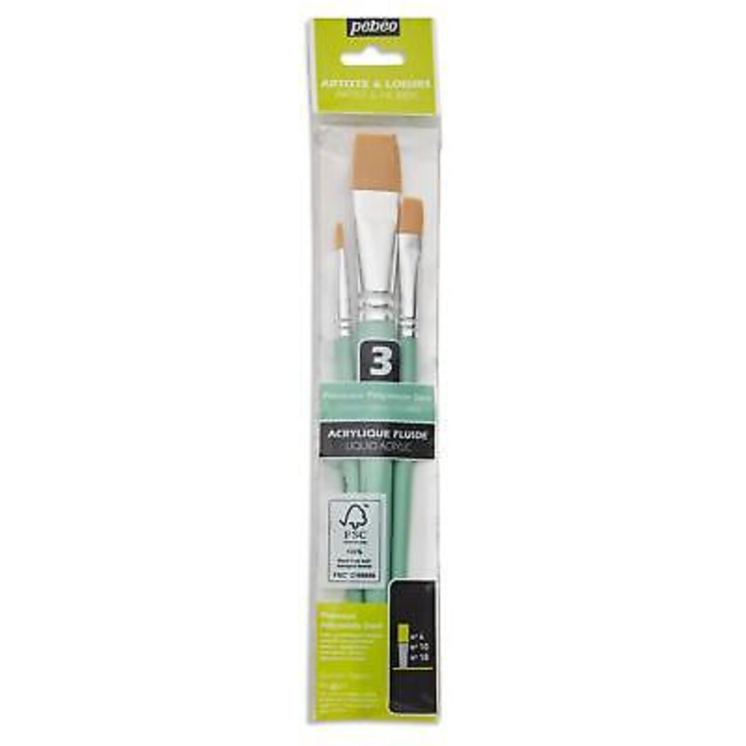 Pebeo Liquid Acrylic Gold Taklon Flat Paint Brush Set 3pc - Etsy