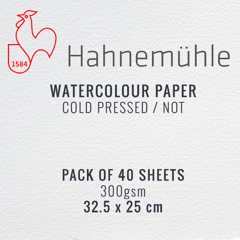 Hahnemuhle Watercolour Paper 300gsm 32.5 X 25 Cm Pack of 40 Sheets ...