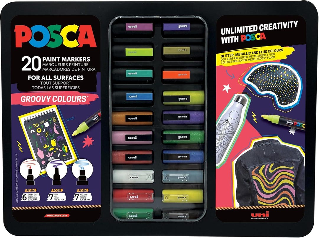 POSCA Paint Markers Groovy Colours Collection Tin Set 20pc - Etsy