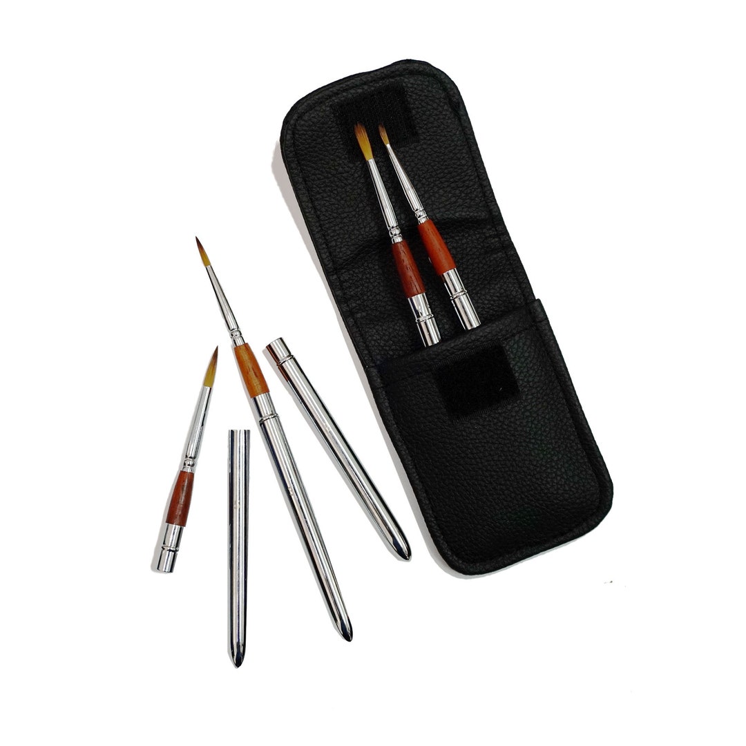 The Art Shop Skipton Pocket Paint Brush Set of 5 in Leather Wallet - Etsy