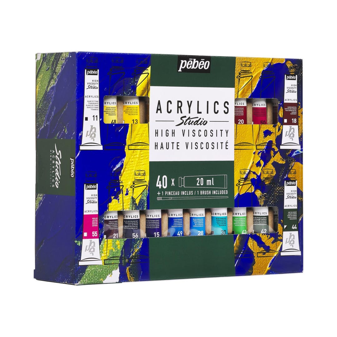 Pebeo Studio Acrylic Paint + 1 Brush Set 40 X 20ml - Etsy