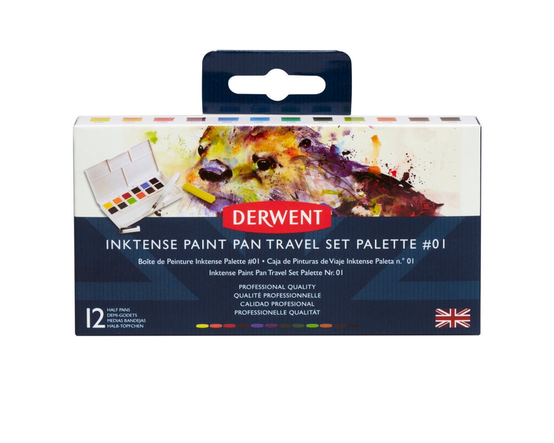 Derwent Inktense Vivid Permanent Watercolour Ink Paint Pan Travel Set ...