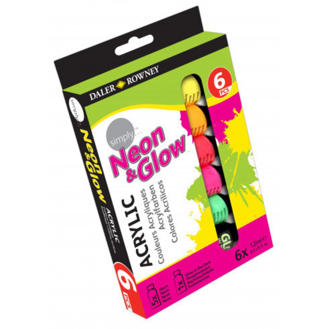 Daler Rowney Simply Neon & Glow Acrylic Paint Set 6 X 12ml - Etsy