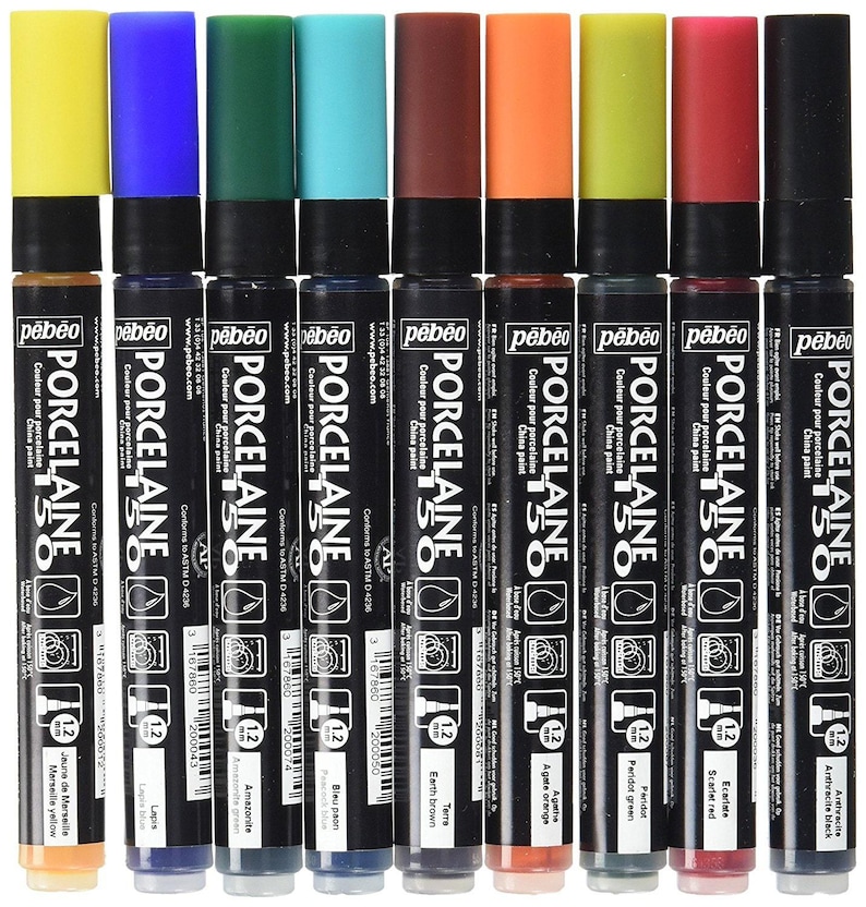 Pebeo Porcelaine 150 Permanent Ceramic Paint Marker Sets of 9 Colours ...