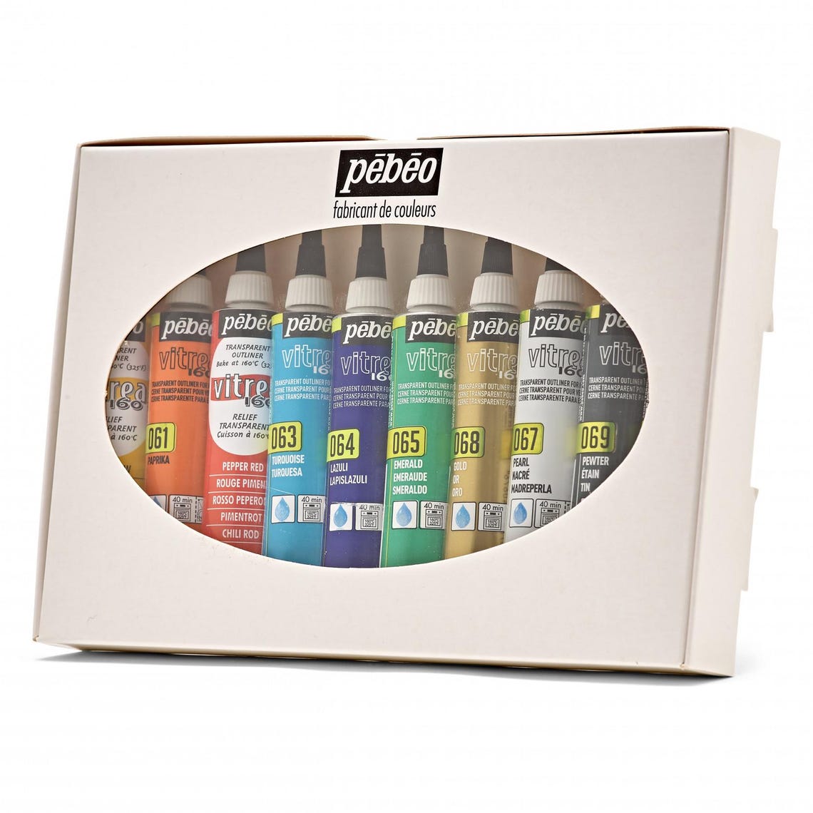 Pebeo Vitrea 160 Glass Paint Outliner Set 10 X 20ml Assorted Colours ...