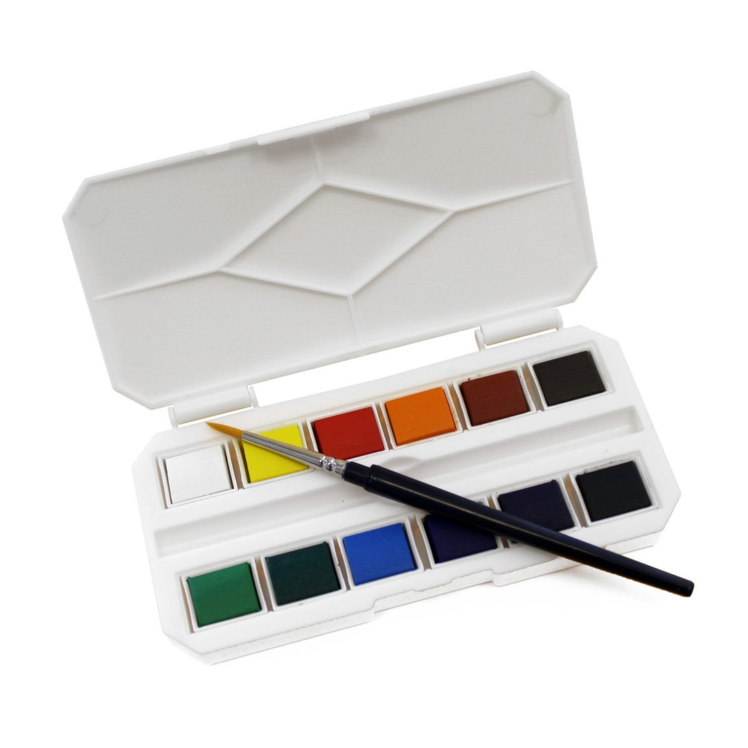 Pocket Watercolour Paint Pan Box Set With Travel Brush - Etsy