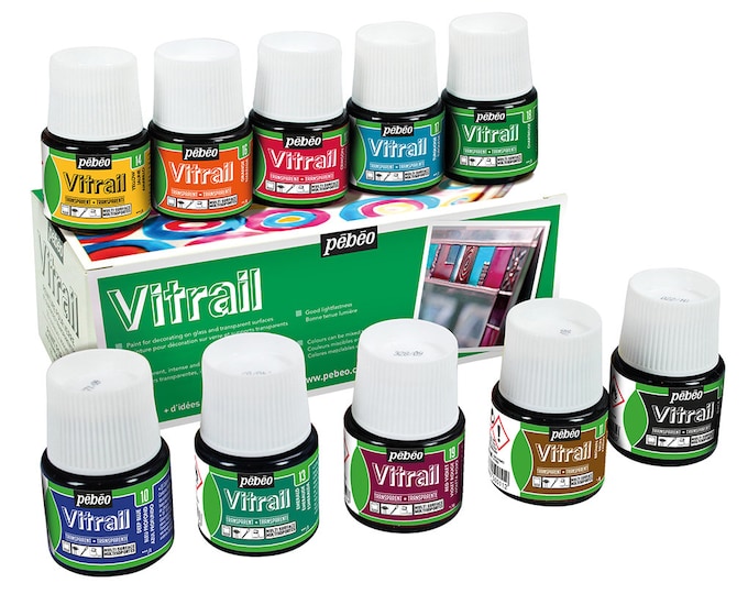 Pebeo VITRAIL Glass Paint Assorted Colours Box Set 10 X 45ml - Etsy