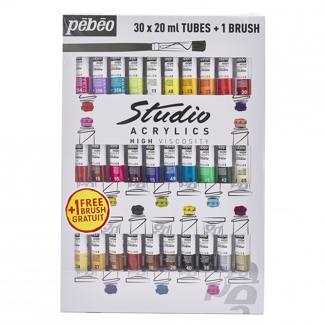 Pebeo Studio Acrylic Paint 1 Brush Set 30 X 20ml - Etsy