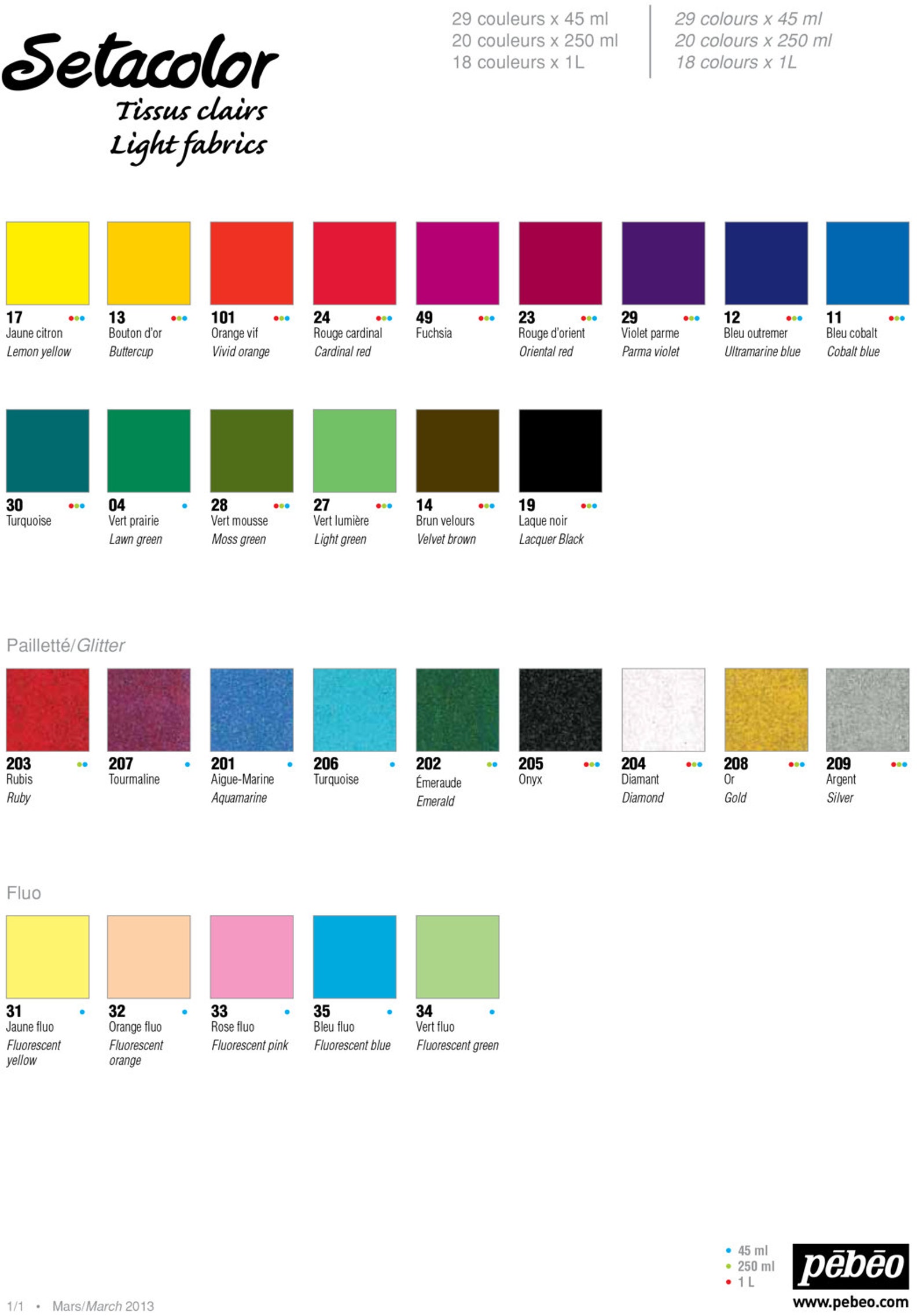 Setacolor Light Fabrics Iron Fix Fabric Paint 45ml Pots | Etsy