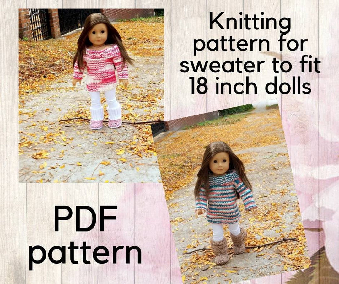 Doll Sweater Pattern, Pattern for 18 Inch, 18 Inch Doll Sweater, Doll ...