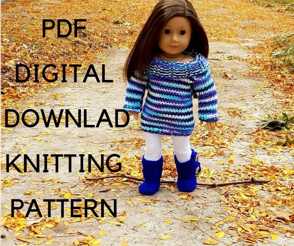 Doll Sweater Pattern, Pattern for 18 Inch, 18 Inch Doll Sweater, Doll ...