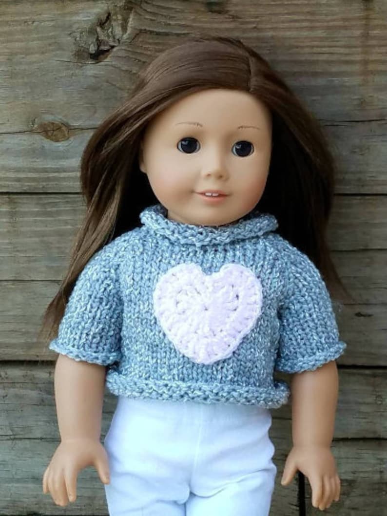 18 Inch Doll Sweater, Valentine Doll Sweater, Sweater With Heart, 18 ...