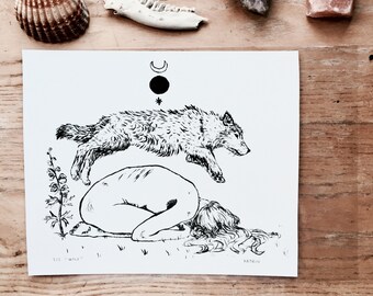 Pen and Ink Wolf - Etsy