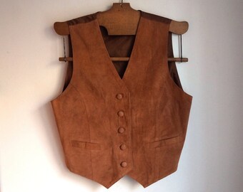 Tan leather vest | Etsy