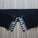 Wide Black Elastic Strap Cinch Belt, Metallic Silver Clasp, Figure ...