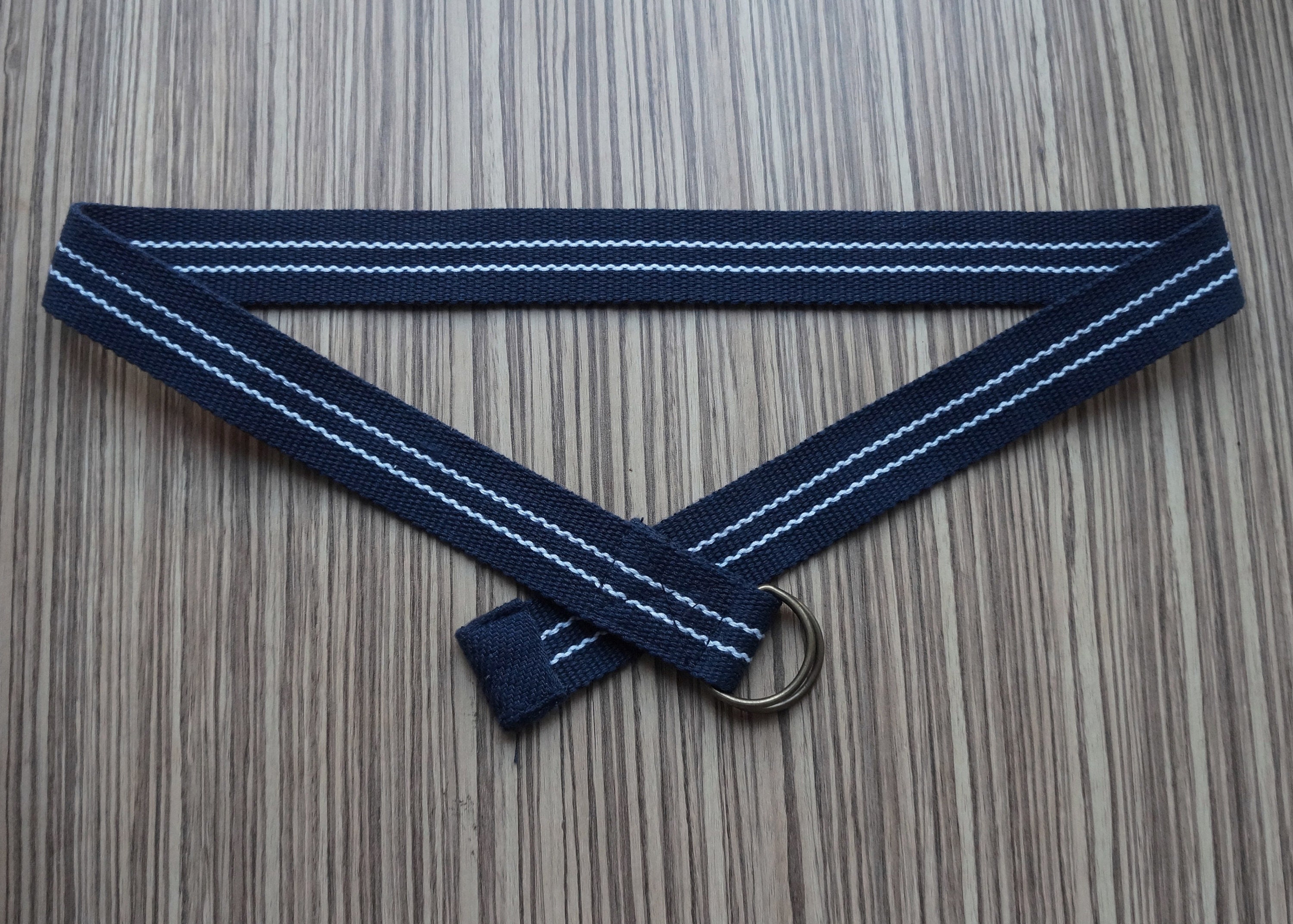 Nautical Woven Webbing Preppy Belt, Navy Blue With White Stripes ...