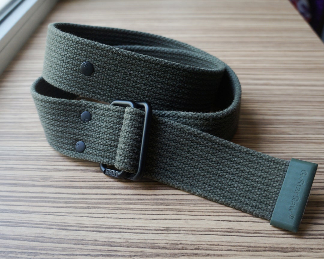 Vintage G-star Raw Preppy Belt, Ribbed Dark Khaki Woven Canvas With ...