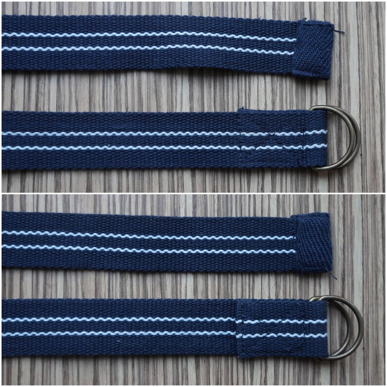 Nautical Woven Webbing Preppy Belt, Navy Blue With White Stripes ...