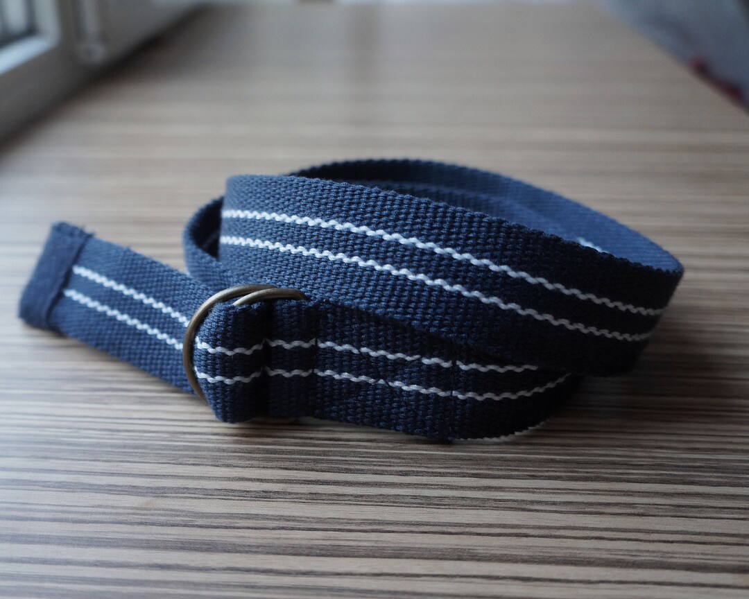 Nautical Woven Webbing Preppy Belt, Navy Blue With White Stripes ...
