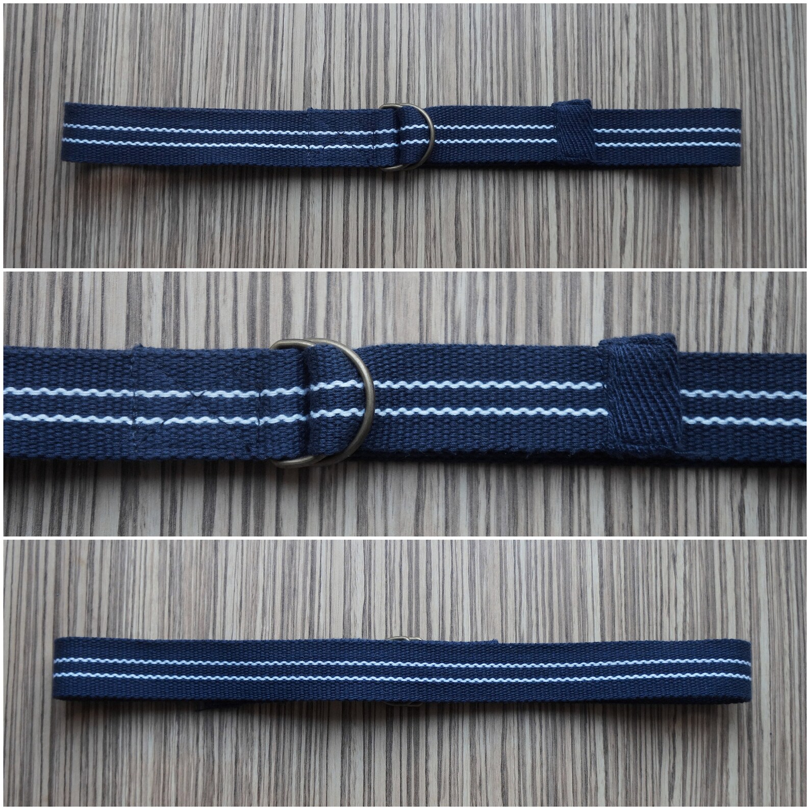 Nautical Woven Webbing Preppy Belt, Navy Blue With White Stripes ...
