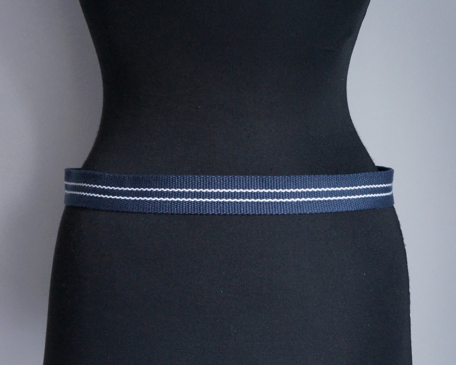 Nautical Woven Webbing Preppy Belt, Navy Blue With White Stripes ...
