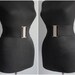 Wide Black Elastic Strap Cinch Belt, Metallic Silver Clasp, Figure ...