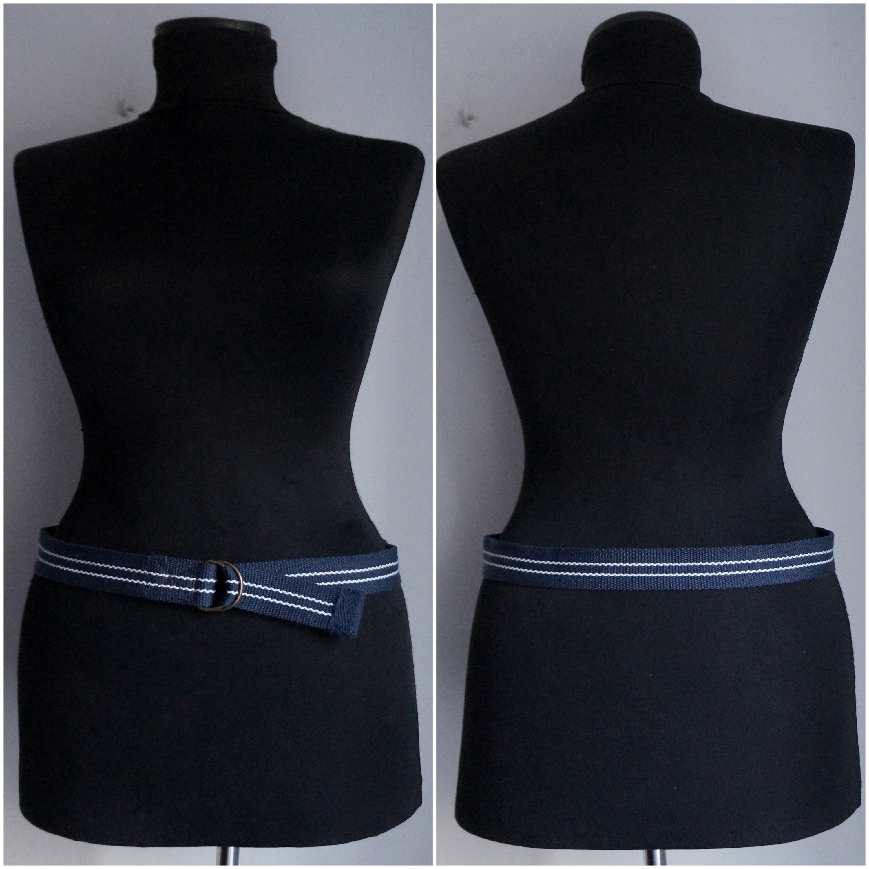 Nautical Woven Webbing Preppy Belt, Navy Blue With White Stripes ...