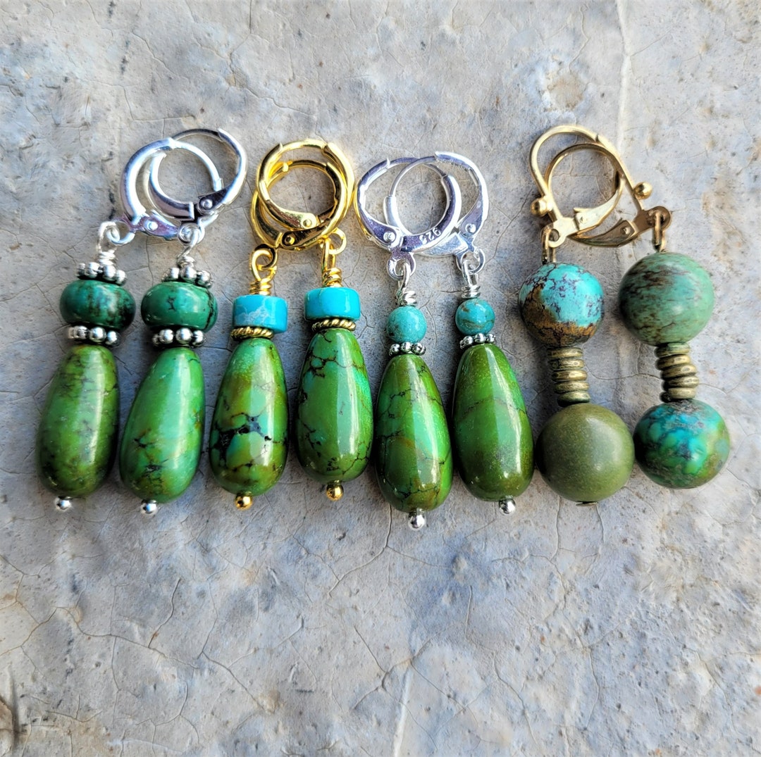 Gorgeous Genuine Green/blue Turquoise Earrings, 4 Versions of Mid ...