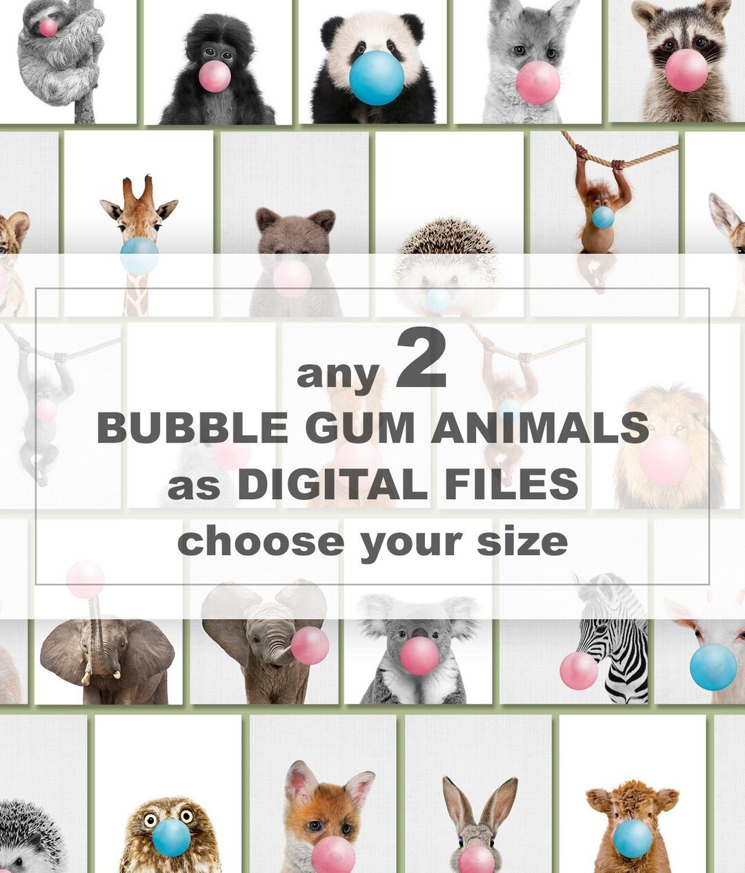 Pick Any 2 BUBBLE GUM ANIMALS From Shop Pinkeeart & Turn Into Digital ...