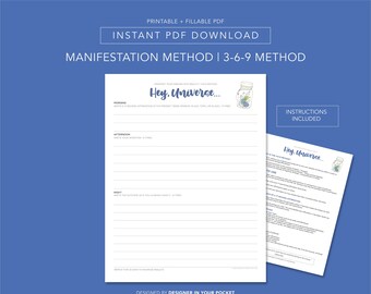 369 Manifestation Method Printable. 369 Manifestation Template. Digital ...