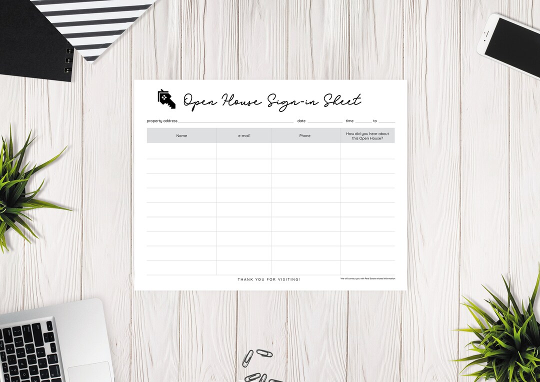 Open House Sign-in Sheet Printable | 8.5 X 11 | Perfect for Real Estate ...