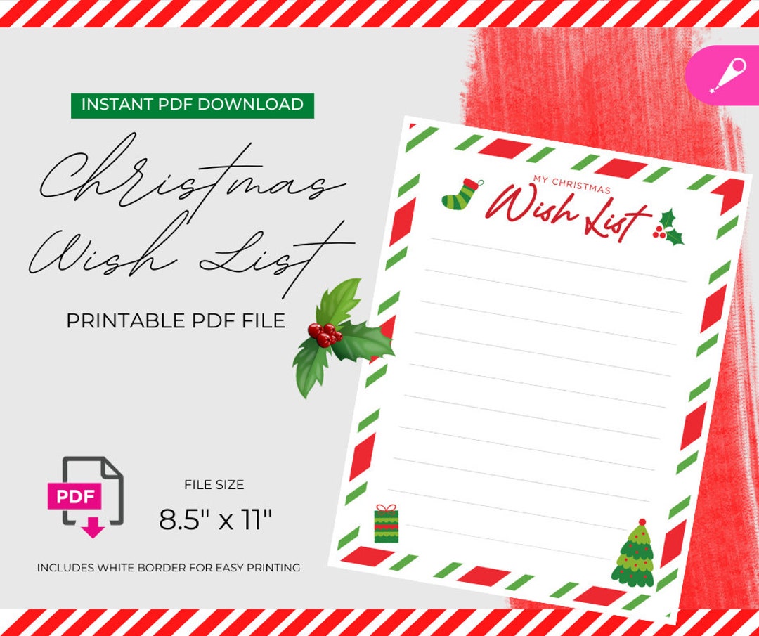 My Christmas Wish List Printable Template | 8.5 X 11 | Instant PDF ...