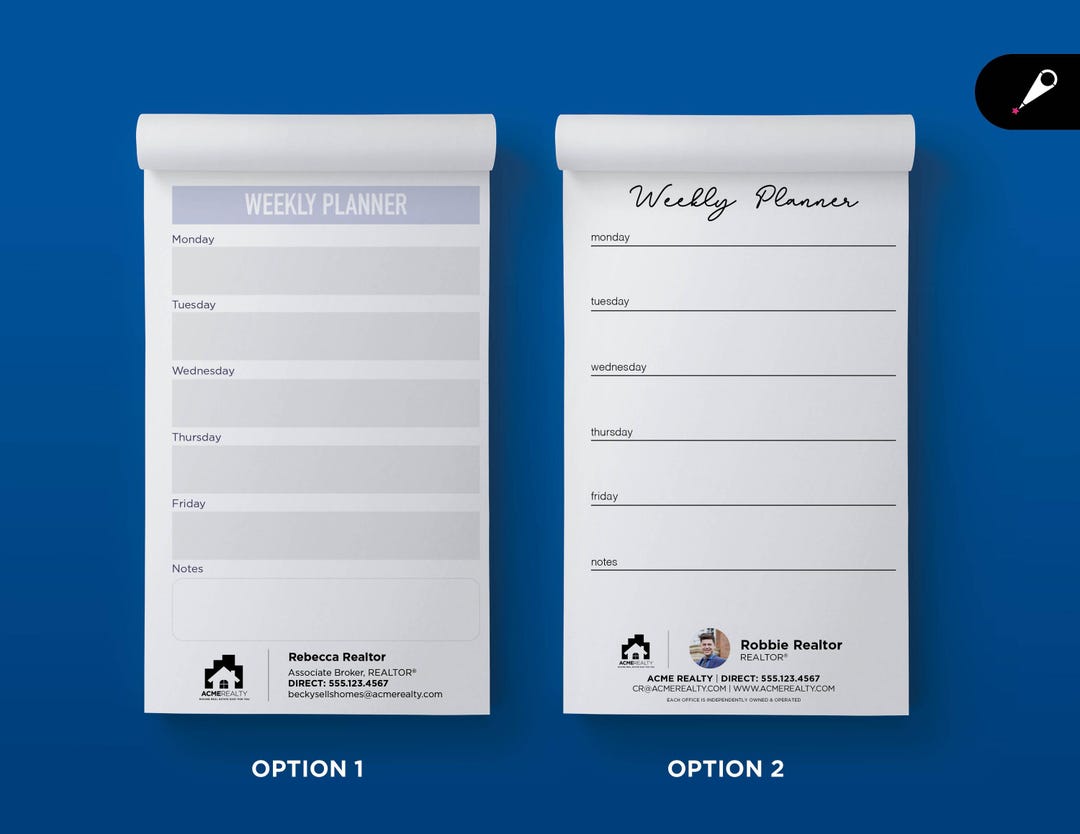 Low Minimum Customizable Weekly Planner Notepad Packs - 20 Sheets ...