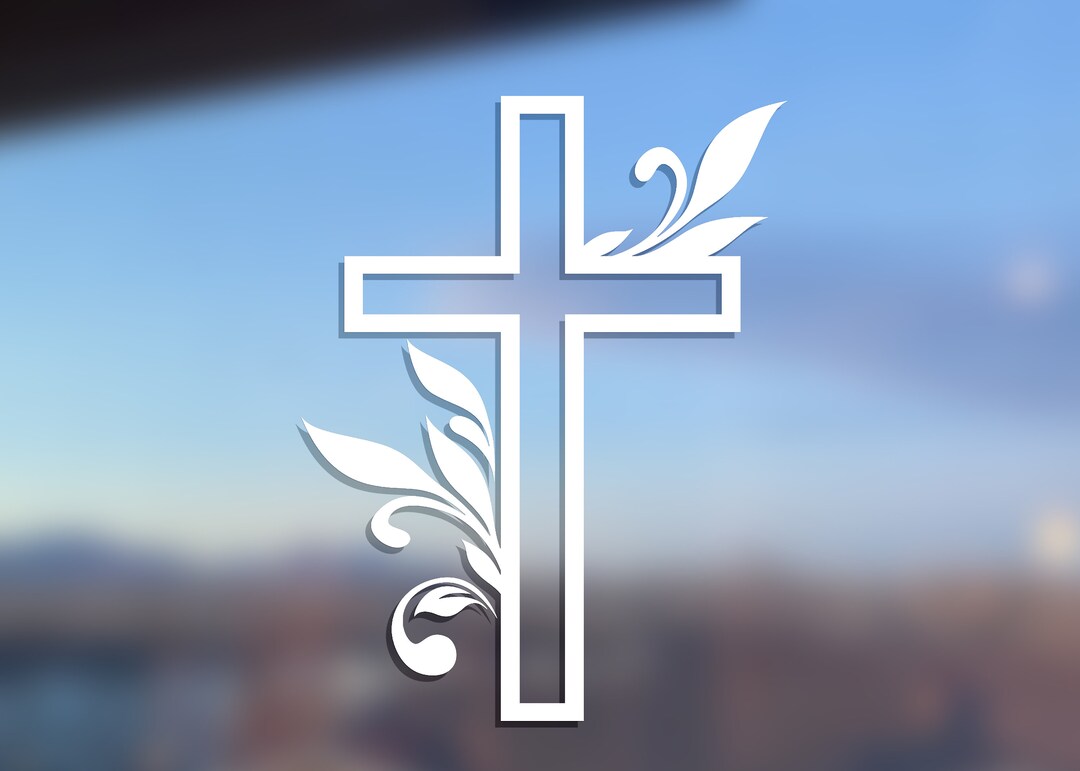 Ornate Cross Car Window Vinyl Decal | Christian Faith Gift | Religious ...