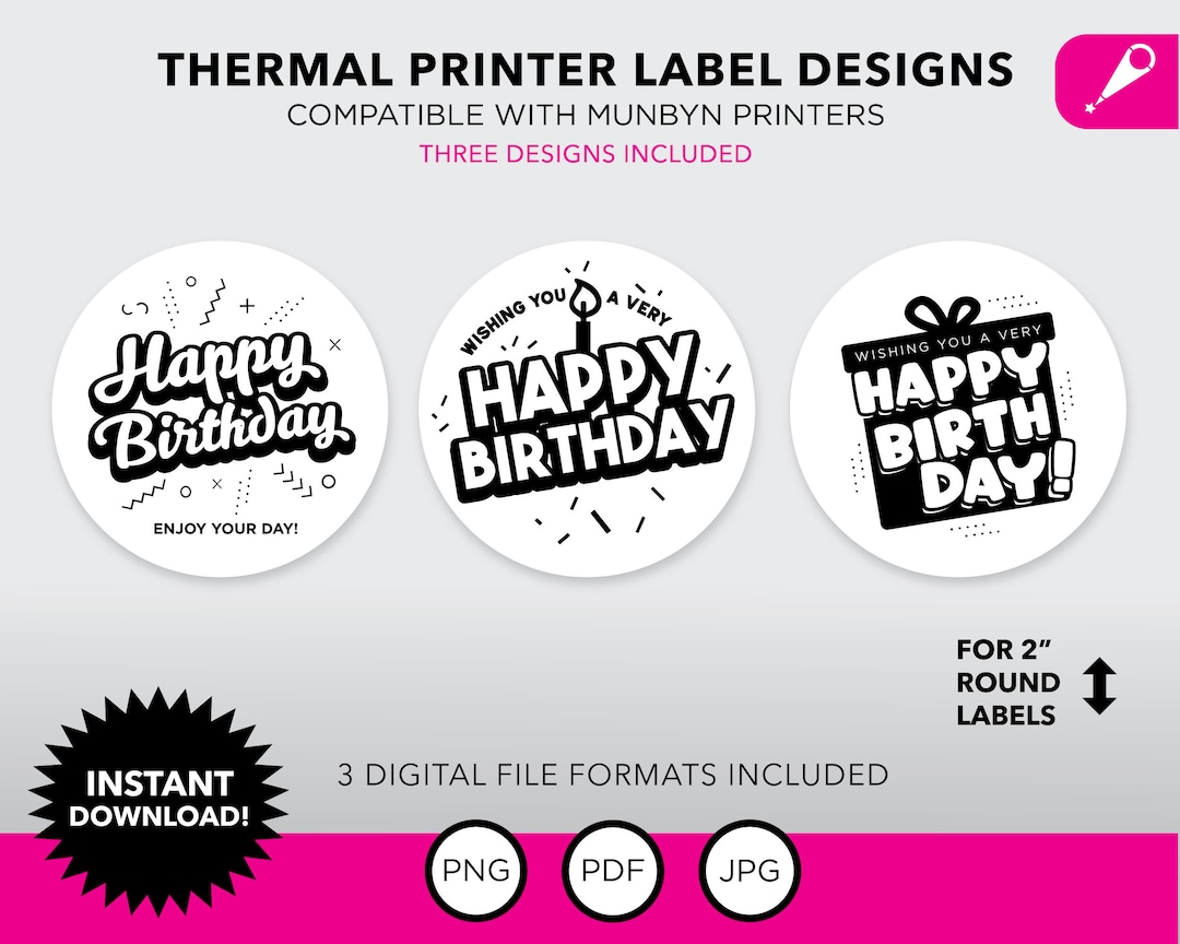 Happy Birthday Theme Direct Thermal Printer Label Design Bundle ...