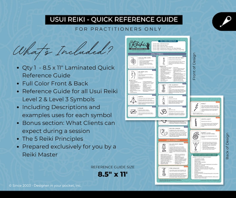 Usui Reiki Quick Reference Guide | Level 2 and 3 Symbols | Handmade in ...