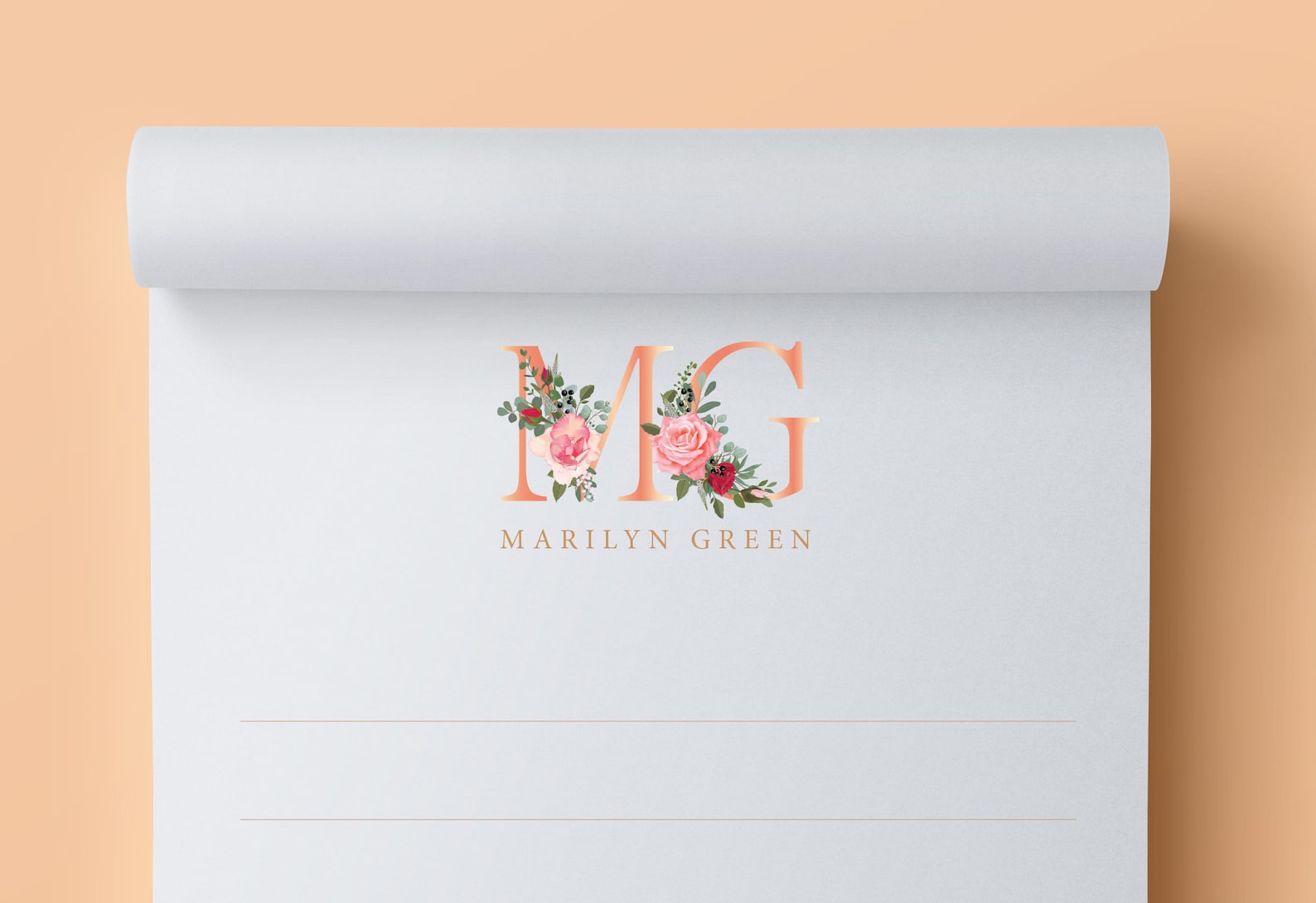 Personalized Floral Initial Notepad | Gift for Her | Custom Writing Pad ...