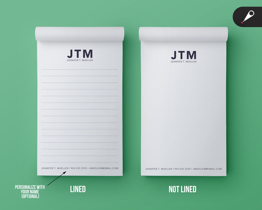 Personalized Classic Notepad - Custom Monogram Initials - Stationery ...